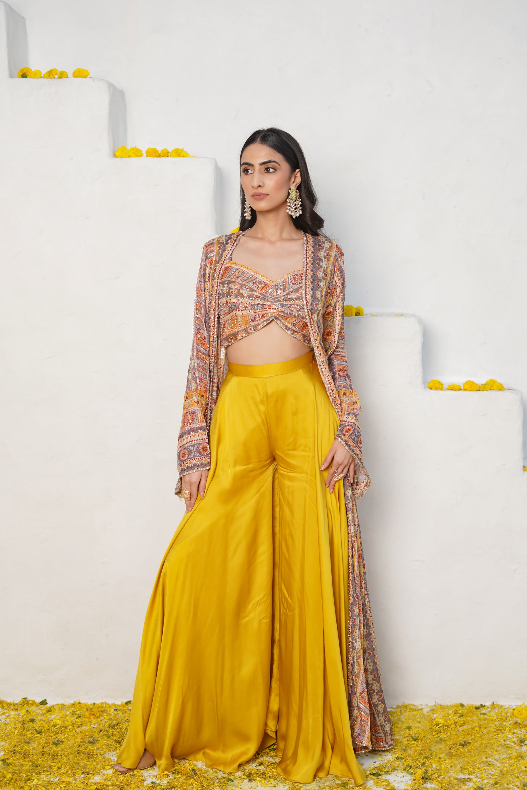 Marigold Fire Crop top & Sharara Set – GKX Sitara