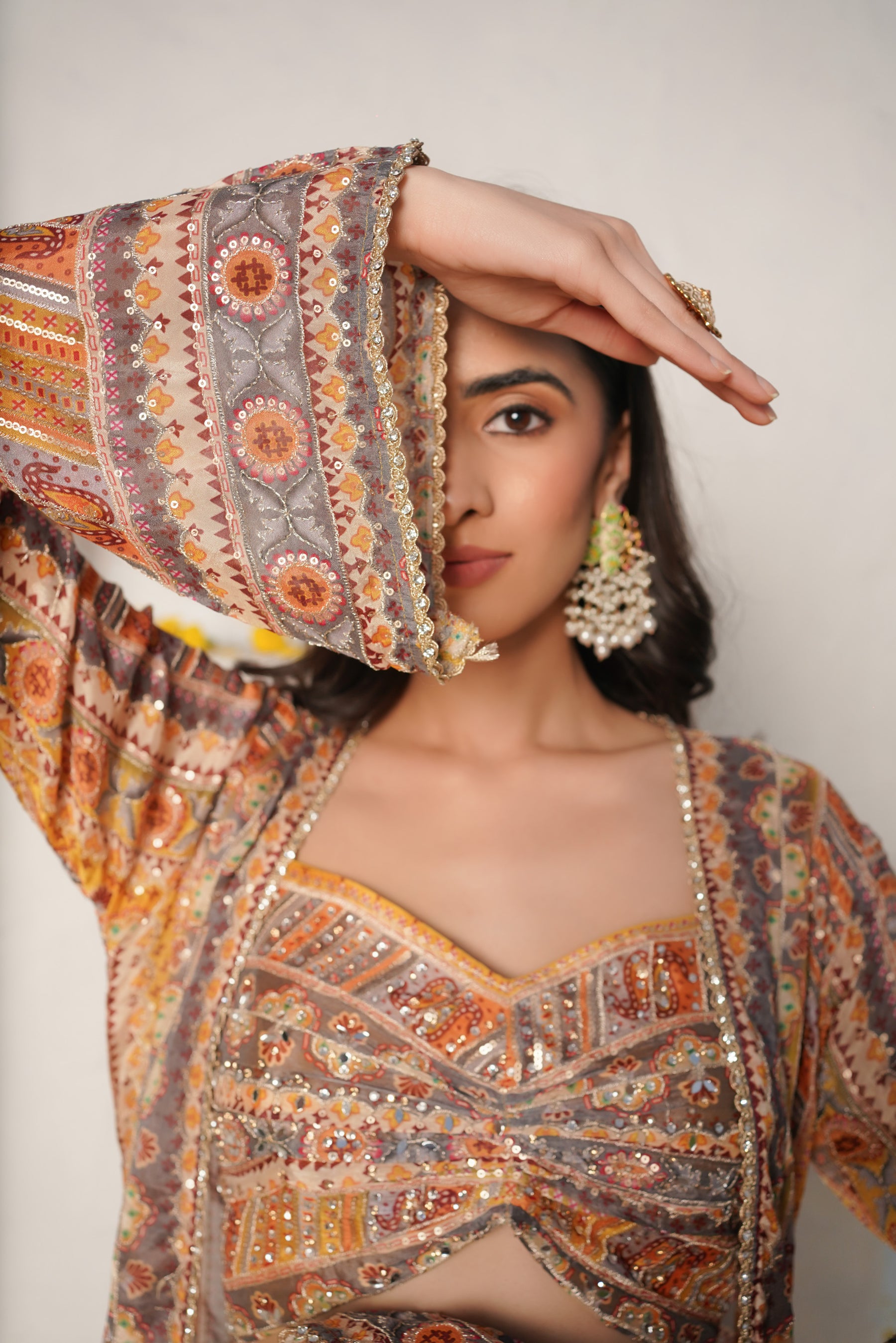 Marigold Fire Crop top & Sharara Set – GKX Sitara