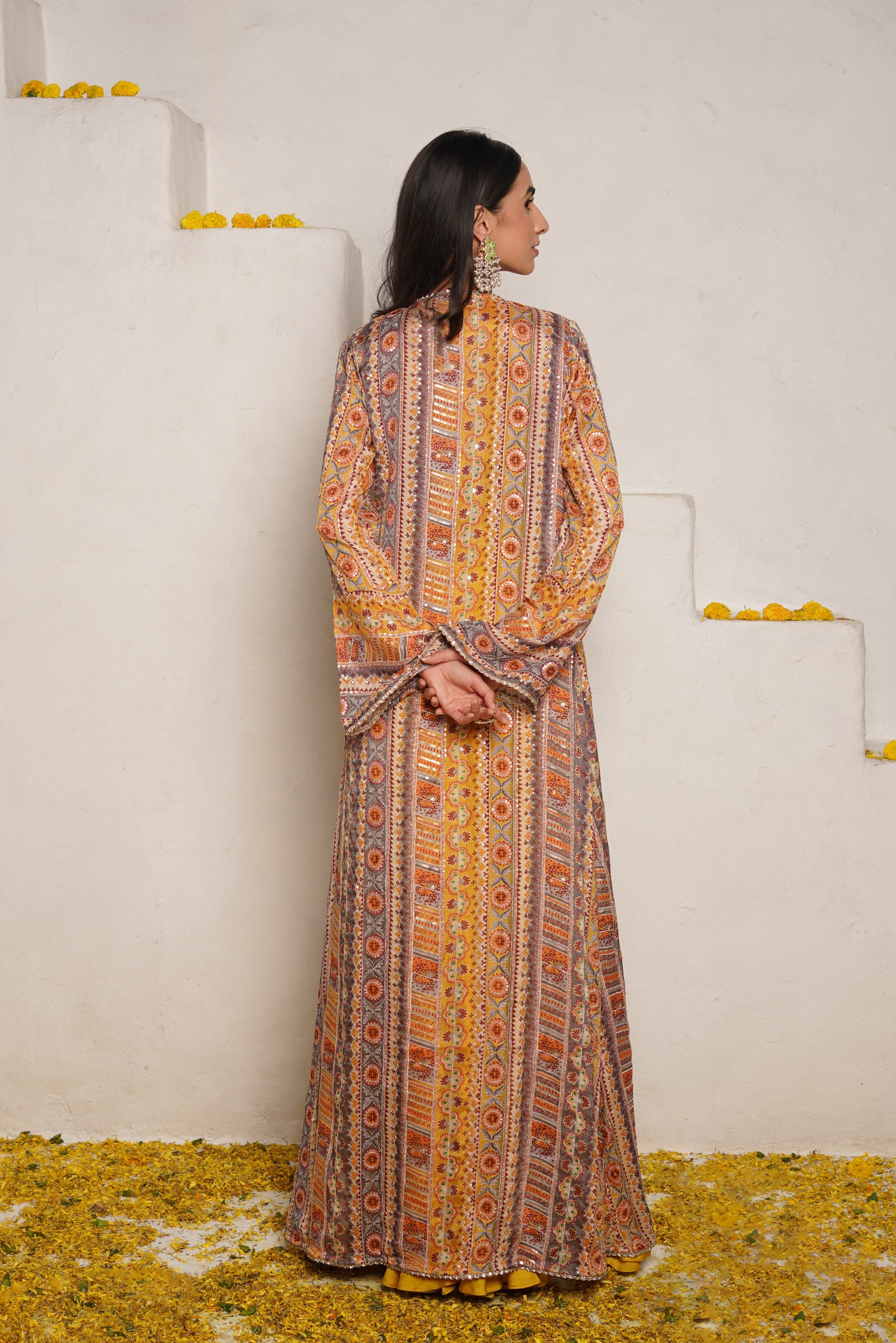 Marigold Fire Crop top & Sharara Set – GKX Sitara