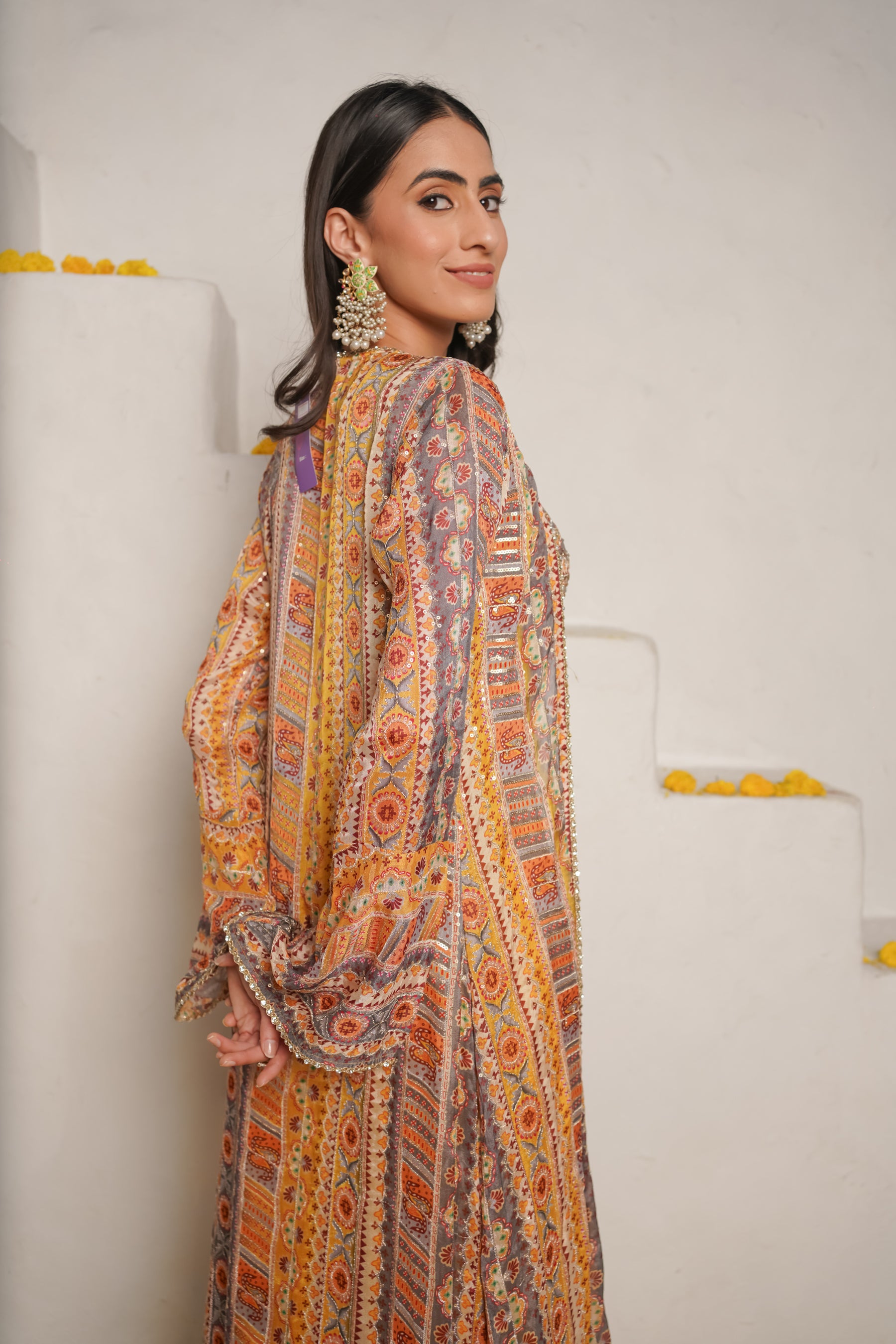 Marigold Fire Crop top & Sharara Set – GKX Sitara