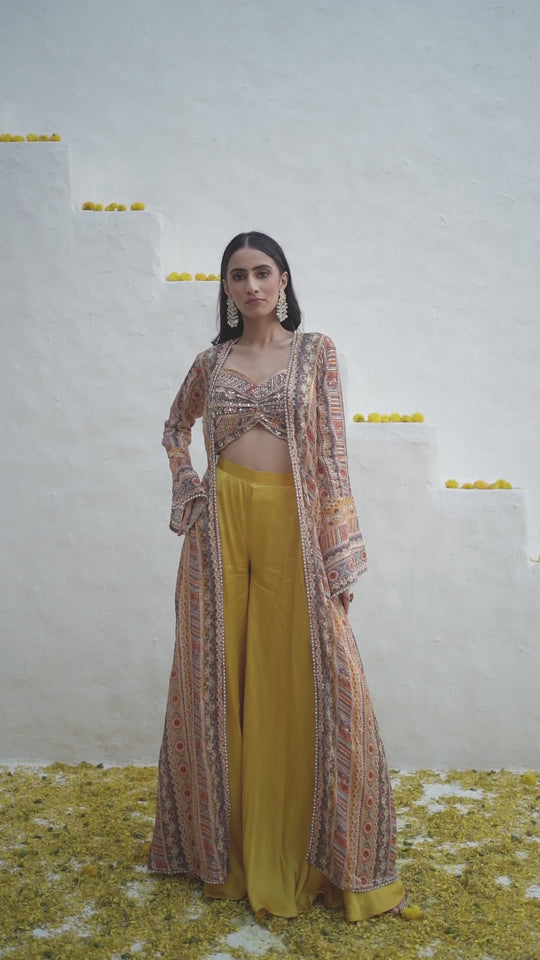 Marigold Fire Crop top & Sharara Set – GKX Sitara